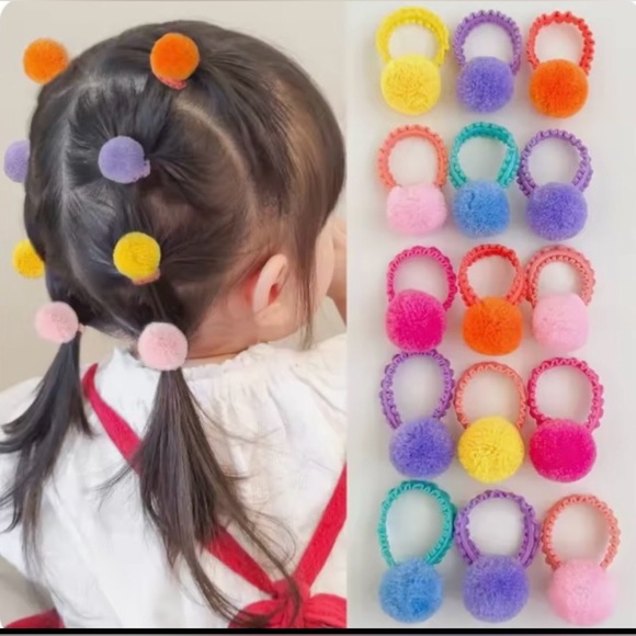 Accessories | Pom Pom Hair Ties For Little Girls Colors Vary 1pcs In ...